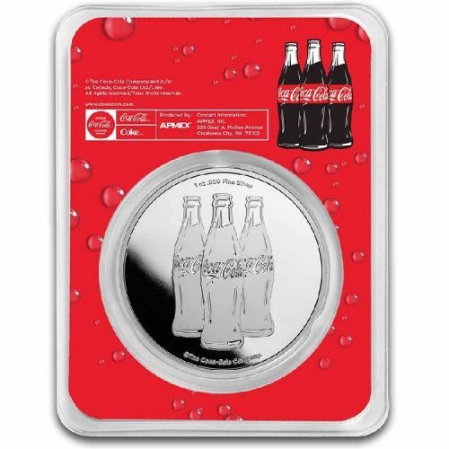 9Fine Mint COCA COLA® 1 OZ STŘÍBRNÝ BAREVNÝ KULATÝ UZÁVĚR NA LÁHEV V ...