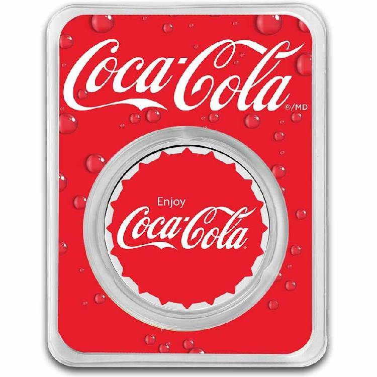 9Fine Mint COCA COLA® 1 OZ STŘÍBRNÝ BAREVNÝ KULATÝ UZÁVĚR NA LÁHEV V ...