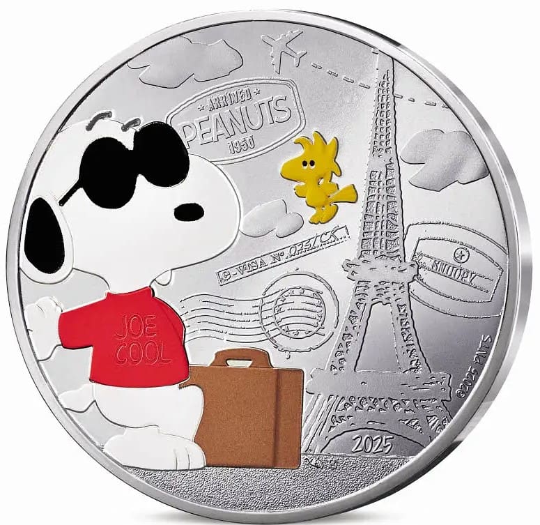 Stříbrná mince Francie - Kartička Snoopy Duo - 50 € a 10 €, 2025 ...